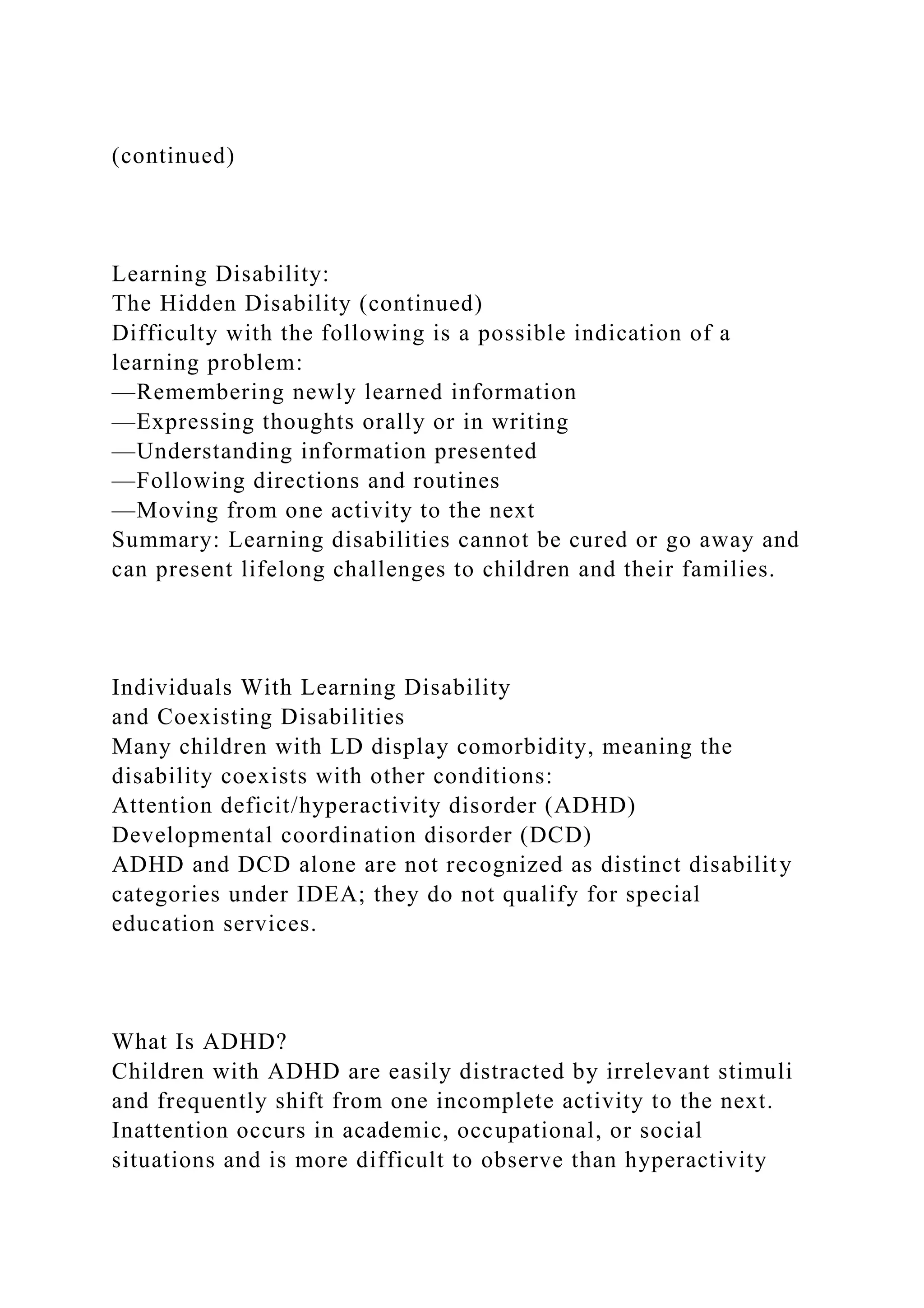 Chapter 11 Specific Learning Disabilities Worksheet 1Chapter .docx