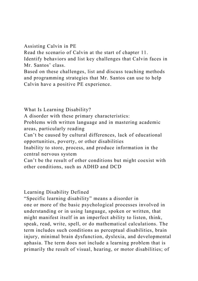 Chapter 11 Specific Learning Disabilities Worksheet 1Chapter .docx