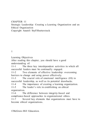 CHAPTER 11Strategic Leadership Creating a Learning Organizati | DOCX
