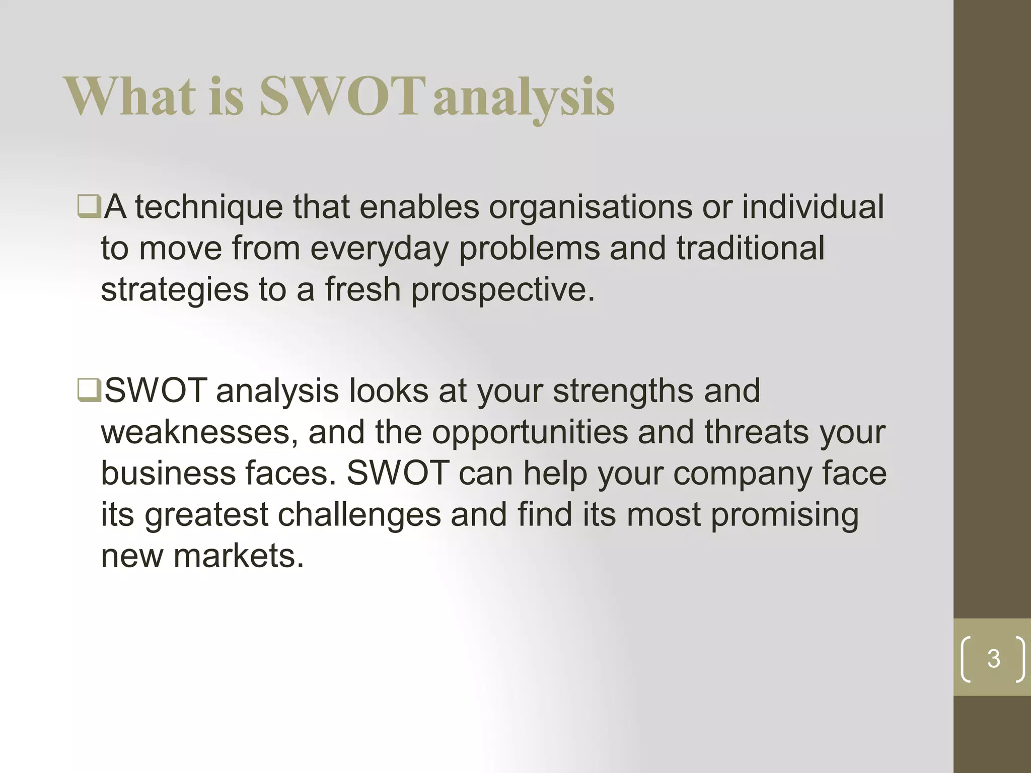SWOT ANALYSIS PPT | PDF