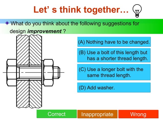 Engineering Drawing: Chapter 11 thread fastener | PPT | Needlework ...