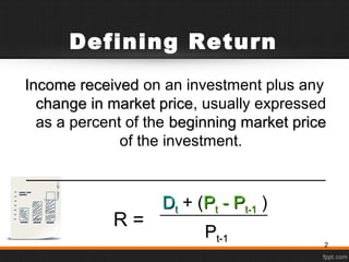 Chapter 12.Risk and Return | PPT | Stocks and Bonds | Personal Investing