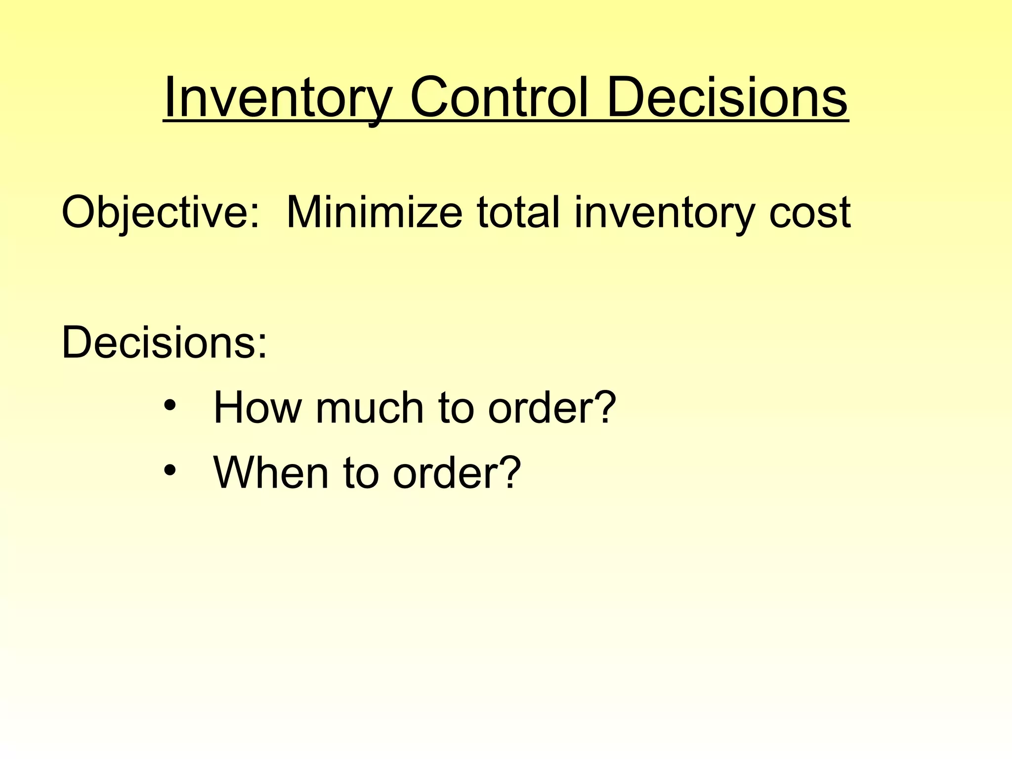 INVENTORY CONTROL | PPT
