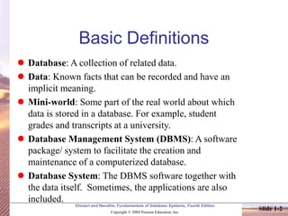 Elmasri Navathe DBMS Unit-1 ppt | PPT