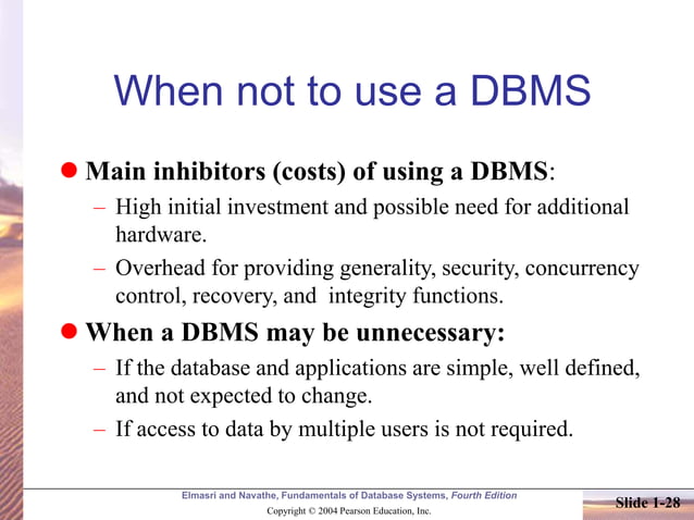Elmasri Navathe Dbms Unit 1 Ppt Ppt Databases Computer Software And Applications