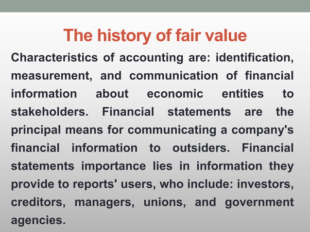 fair value accounting chapter one finance majorpdf | PPT