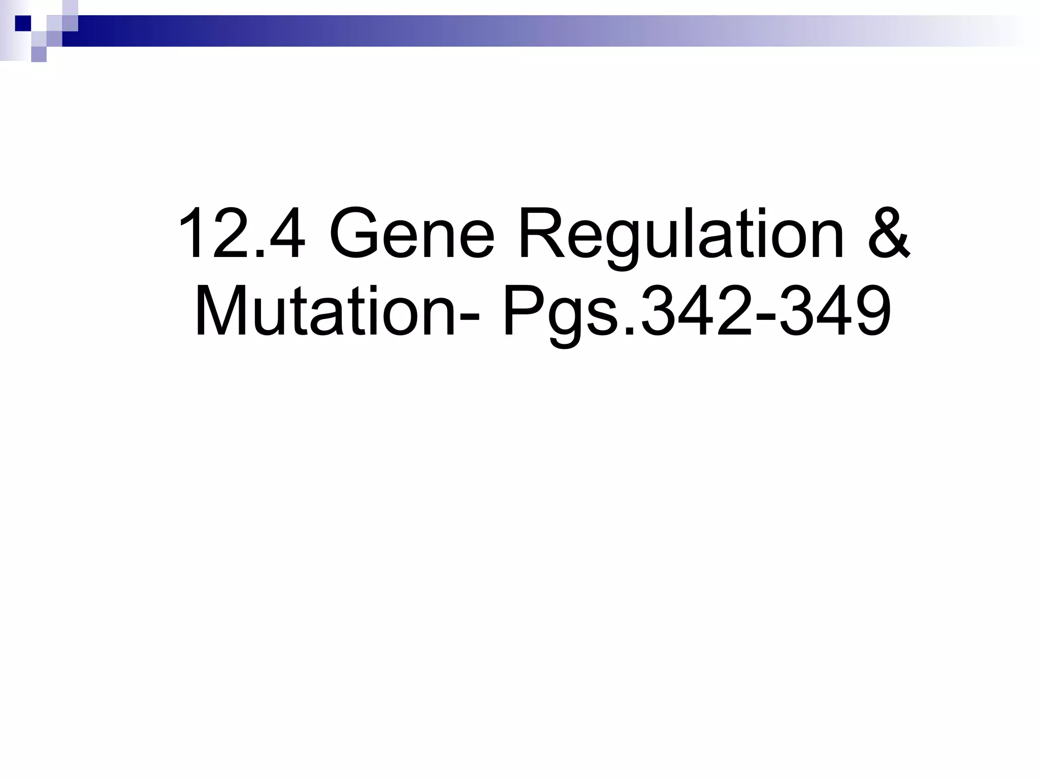 Chapter 12.4 gene regulation & mutation | PPT