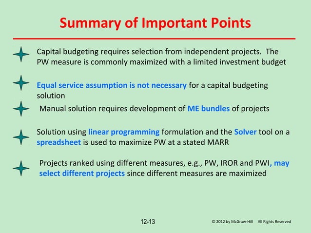 Chapter 12 independent projects & budget limitation | PPT