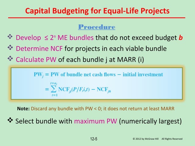 Chapter 12 independent projects & budget limitation | PPT