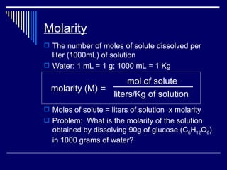 Chapter 12 solutions and molarity | PPT