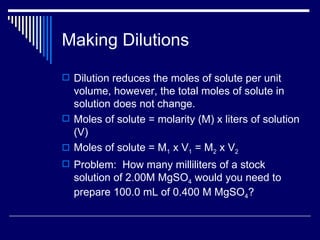 Chapter 12 solutions and molarity | PPT