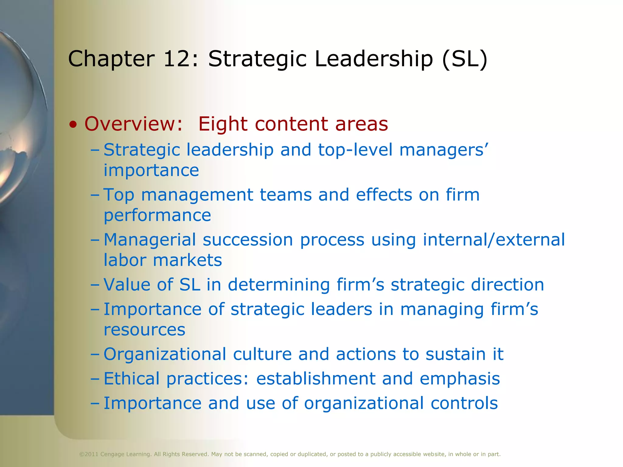 Chapter 12 strategic leadership | PDF