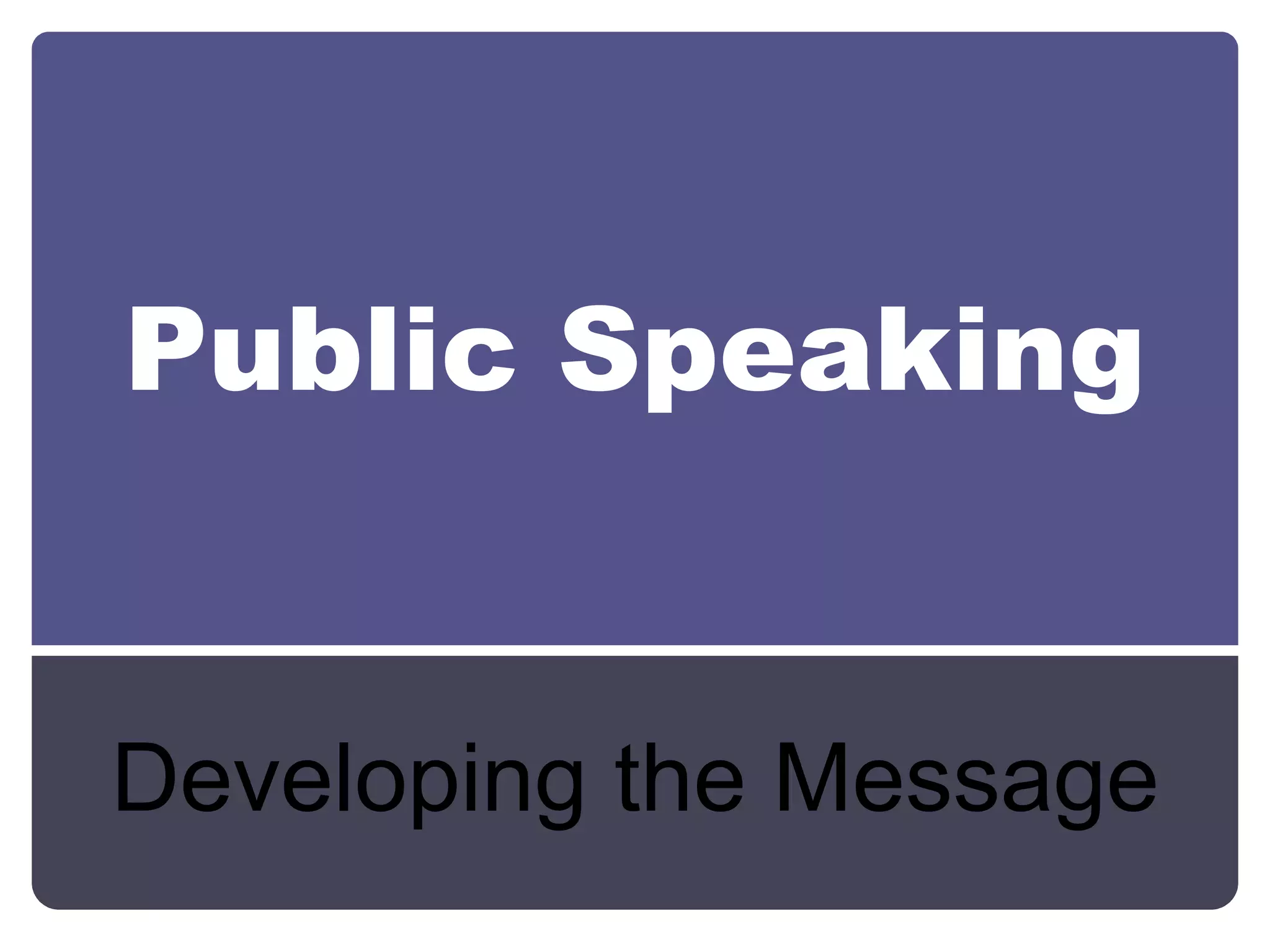 Chapter 12 and 13: Public speaking-developing and structuring the ...