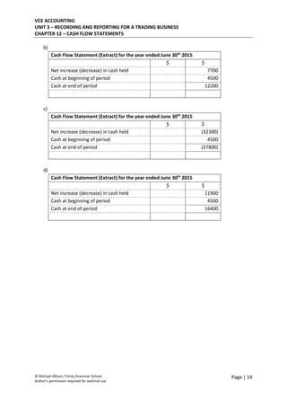 Chapter 12 Cash Flow Statements – Test | PDF