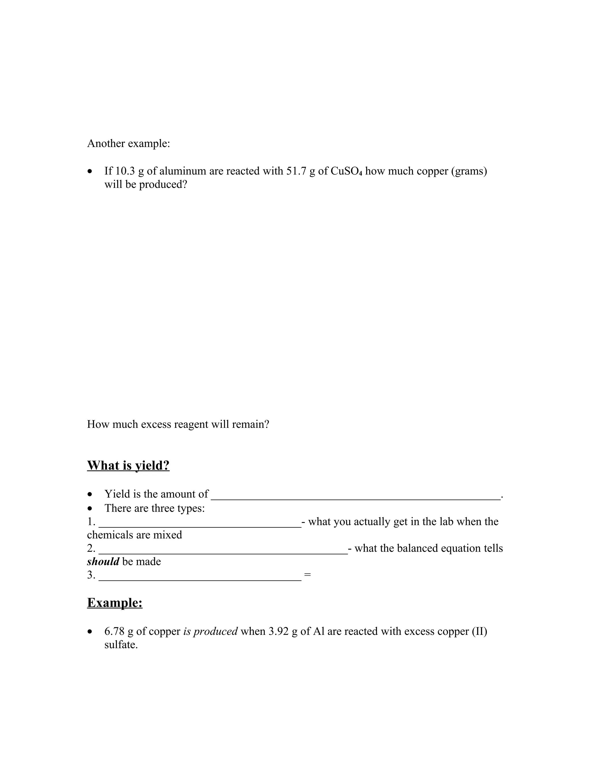 Chemistry - Chp 12 - Stoichiometry - Notes | PDF