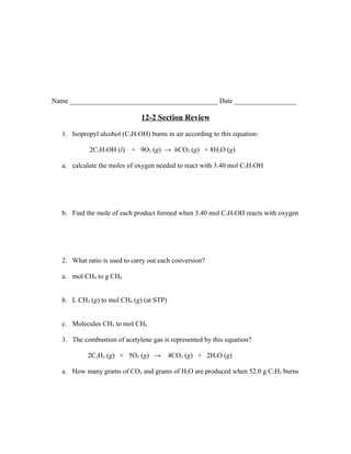 Chemistry - Chp 12 - Stoichiometry - Notes | PDF