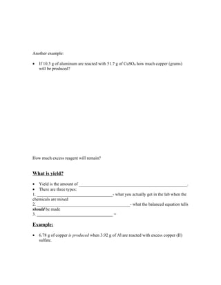 Chemistry - Chp 12 - Stoichiometry - Notes | DOC