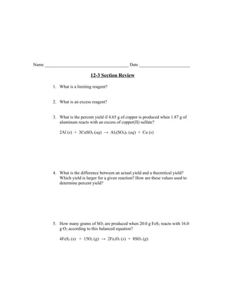 Chemistry - Chp 12 - Stoichiometry - Notes | PDF