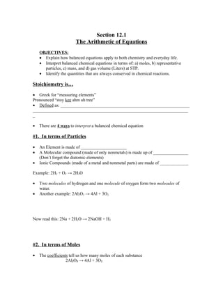 Chemistry - Chp 12 - Stoichiometry - Notes | PDF