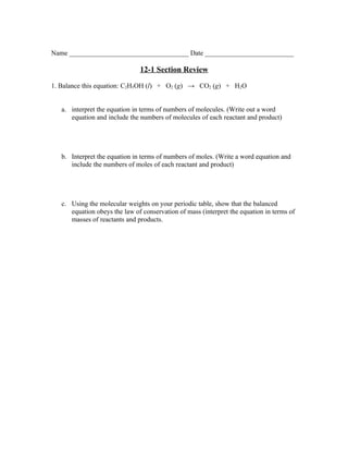 Chemistry - Chp 12 - Stoichiometry - Notes | PDF