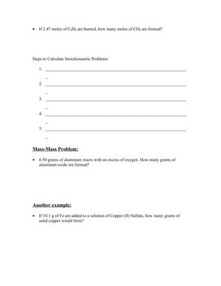 Chemistry - Chp 12 - Stoichiometry - Notes | DOC