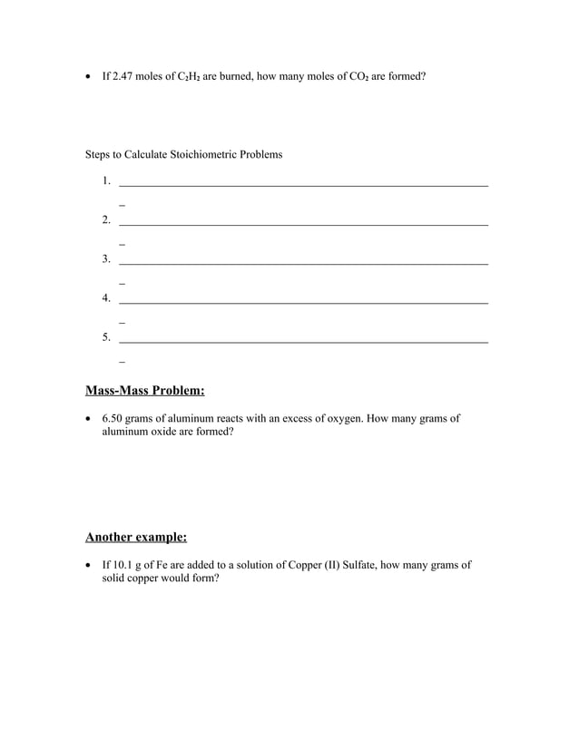Chemistry - Chp 12 - Stoichiometry - Notes | PDF