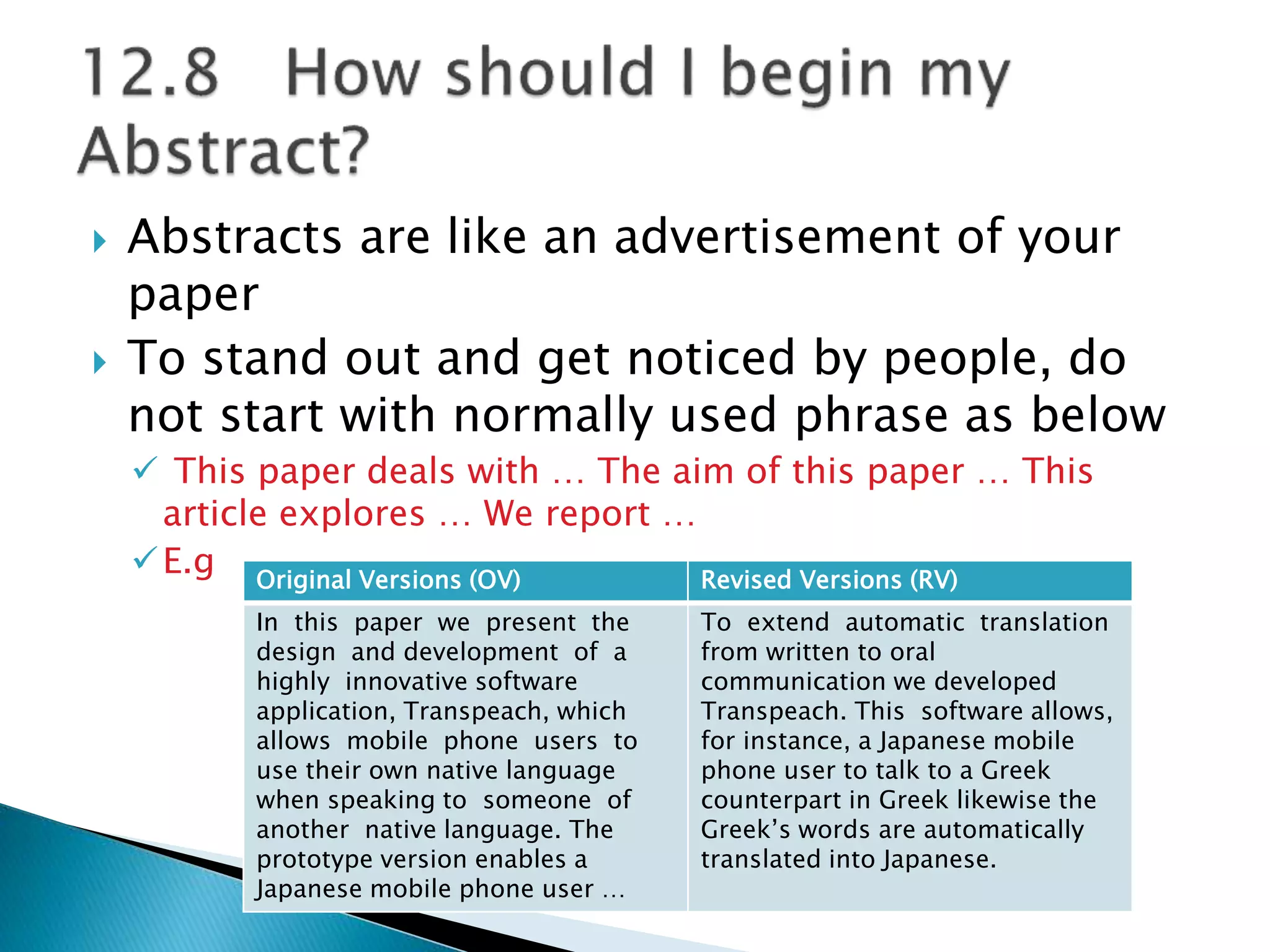Chapter 12: Abstract ( english for writing research papers) | PPTX