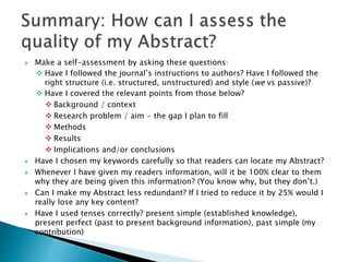 Chapter 12: Abstract ( english for writing research papers) | PPTX