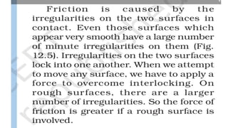 DEFINATION OF FRICTION AND ITS TYPES how useful friction | PPTX