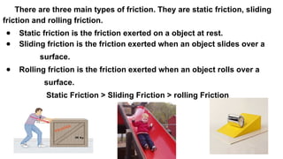 DEFINATION OF FRICTION AND ITS TYPES how useful friction | PPT