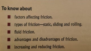 DEFINATION OF FRICTION AND ITS TYPES how useful friction | PPTX