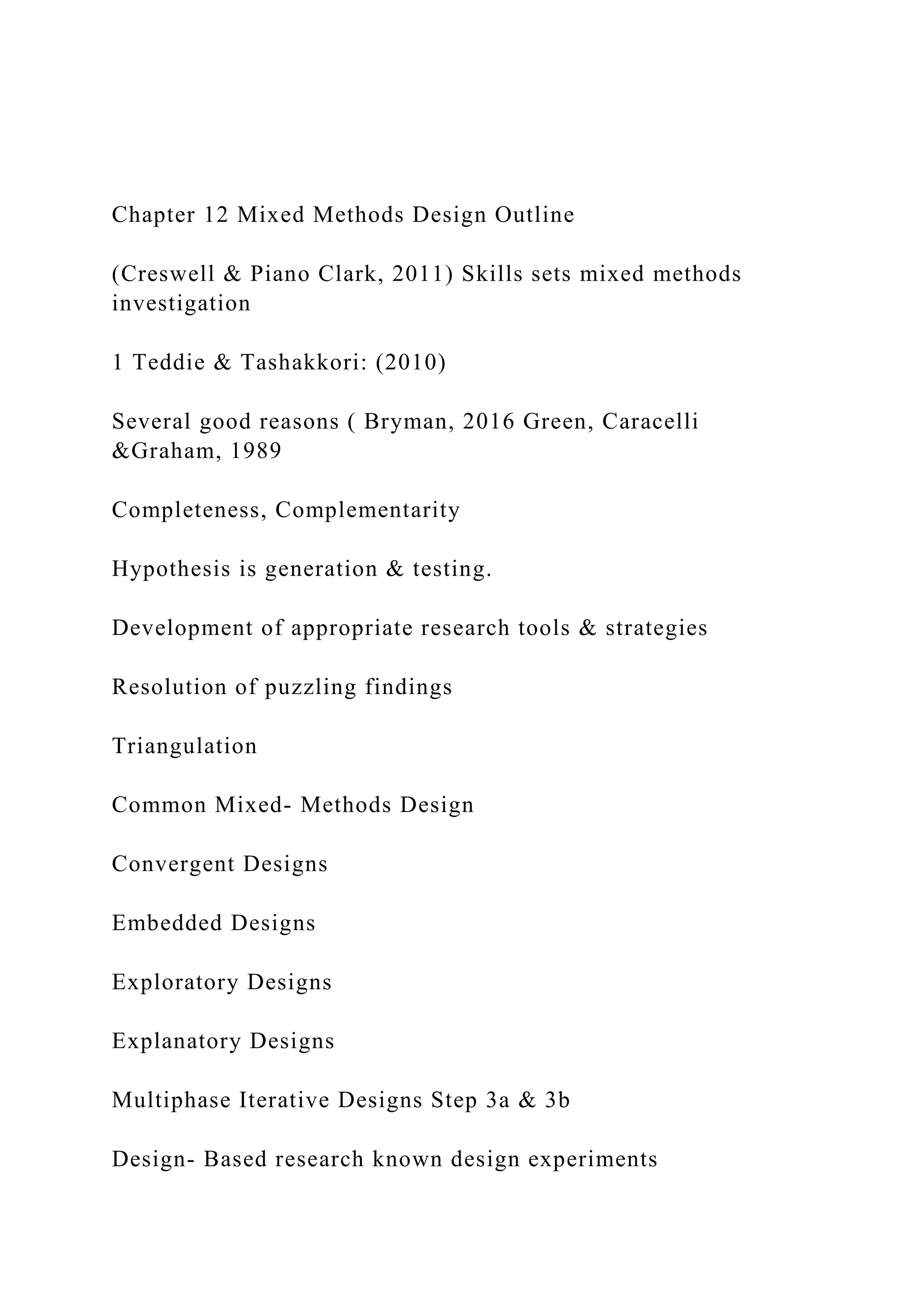 Chapter 12 Mixed Methods Design Outline(Creswell & Piano Cla.docx
