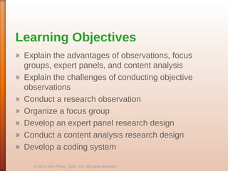 Chapter 12 Research Techniques Observations, Focus Groups, and Other ...