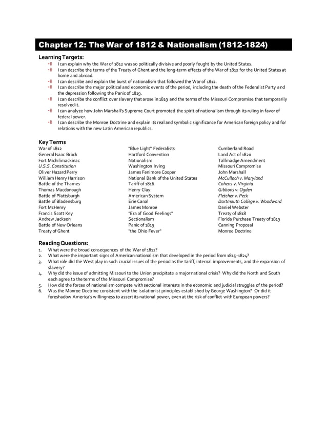 Chapter 12 study guide | DOCX