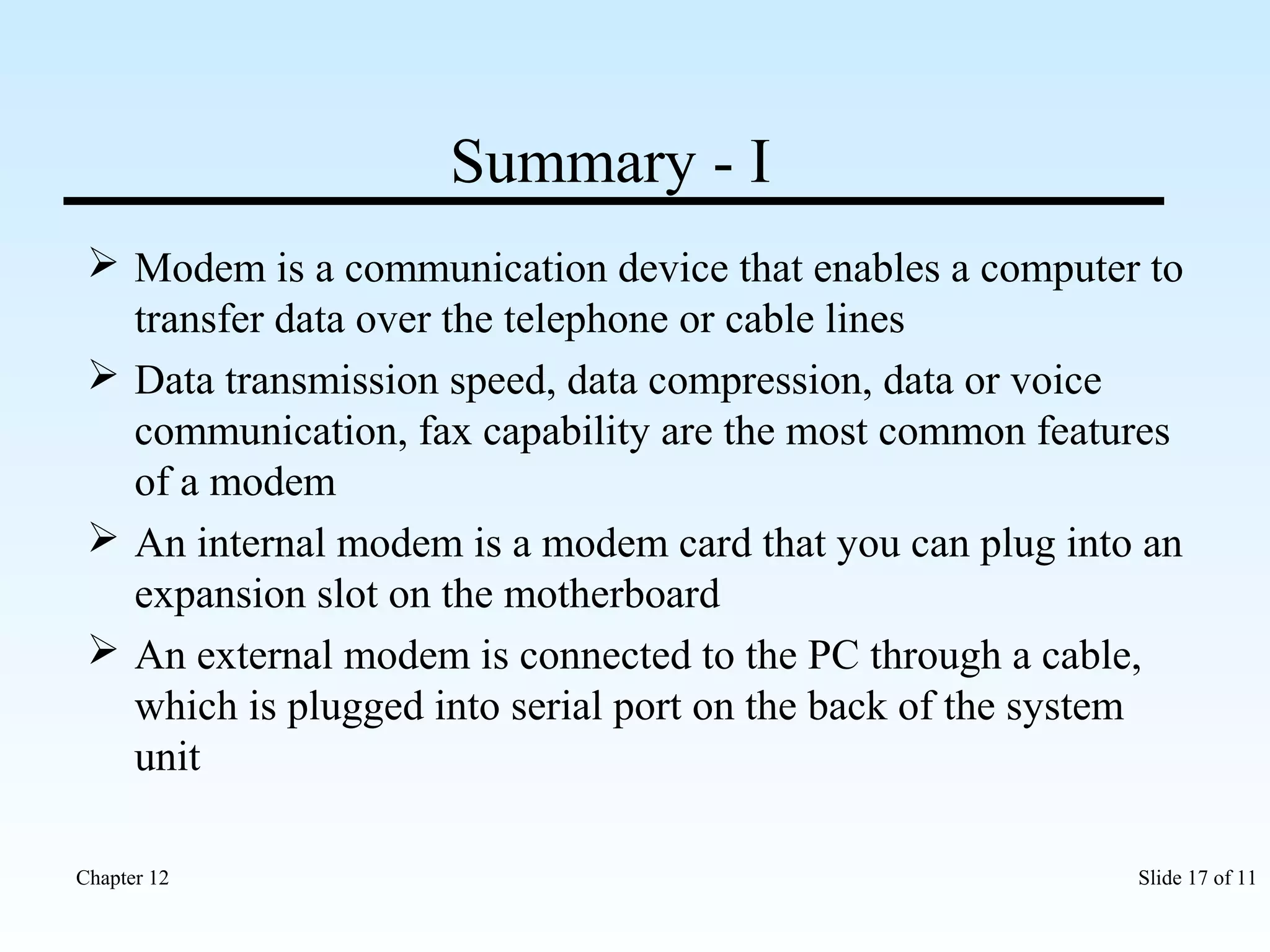 MODEM INTERNAL AND EXTERNAL | PPT