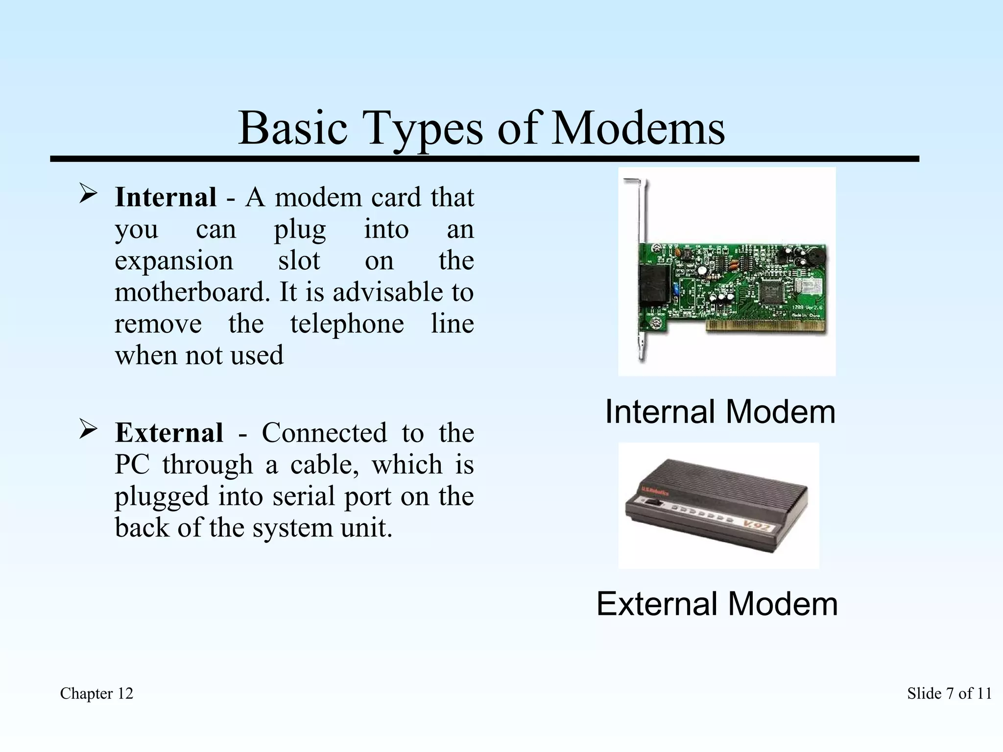 MODEM INTERNAL AND EXTERNAL | PPT