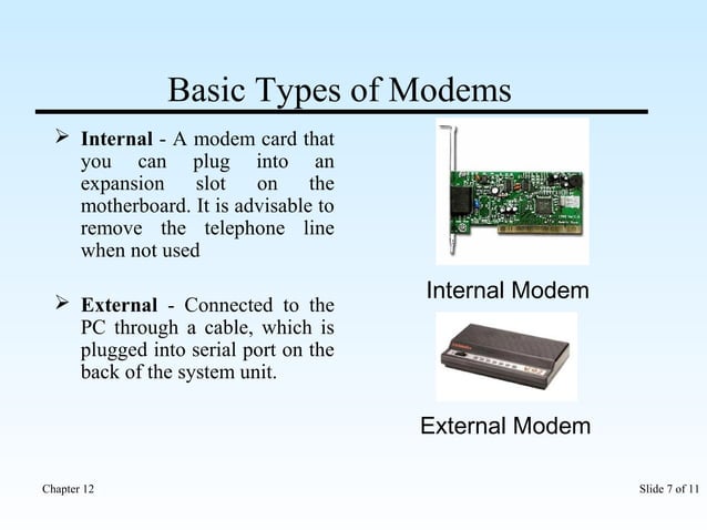 MODEM INTERNAL AND EXTERNAL | PPT