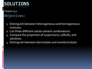 Chapter 13.1: Types of Mixtures | PPTX