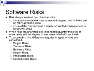 A Risk Analysis and Management in Software Engineering | PPT