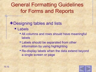 Chapter13 designing forms and reports | PPT