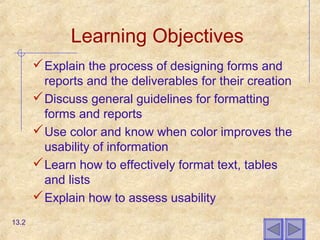 Chapter13 designing forms and reports | PPT