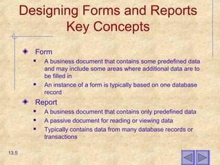 Chapter13 designing forms and reports | PPT