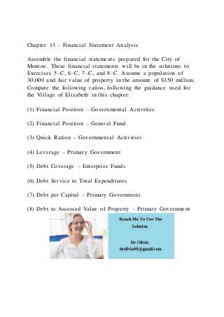 Chapter 13 – Financial Statement AnalysisAssemble the financia | DOCX