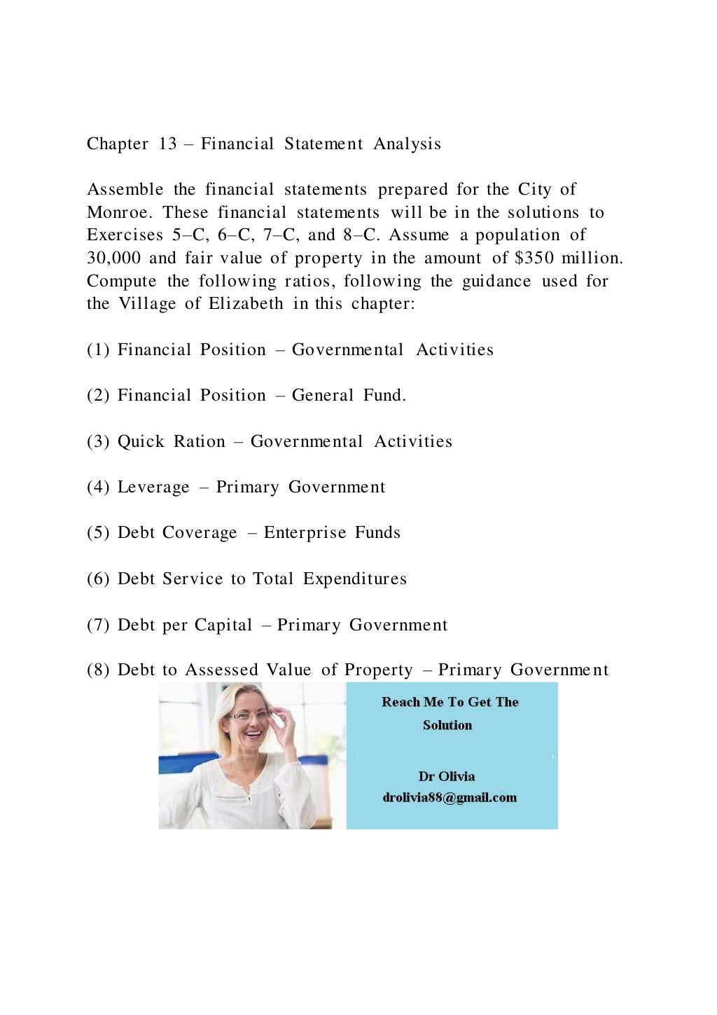 Chapter 13 – Financial Statement AnalysisAssemble the financia | DOCX