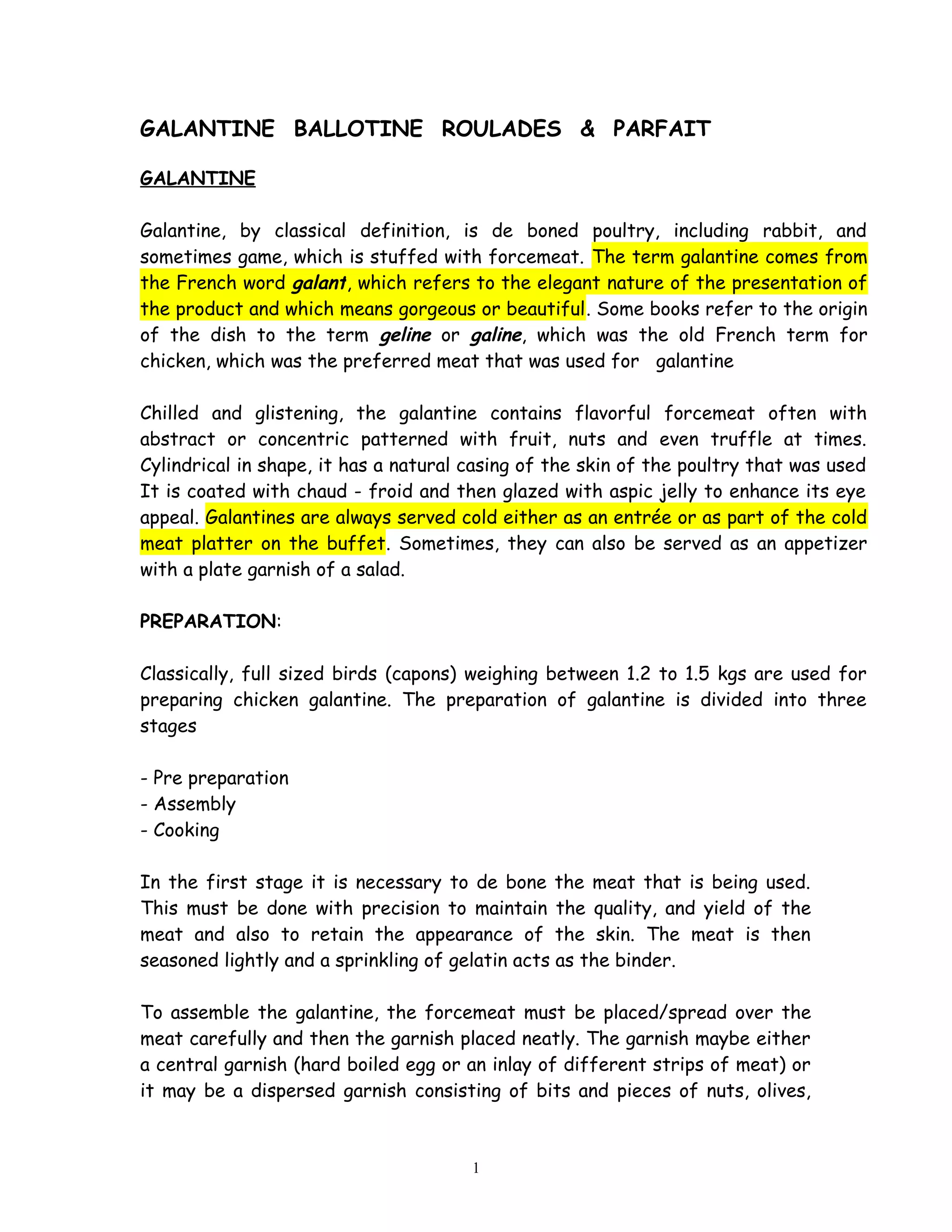 Chapter 13 galantine, ballotine, roulade and parfait | DOC