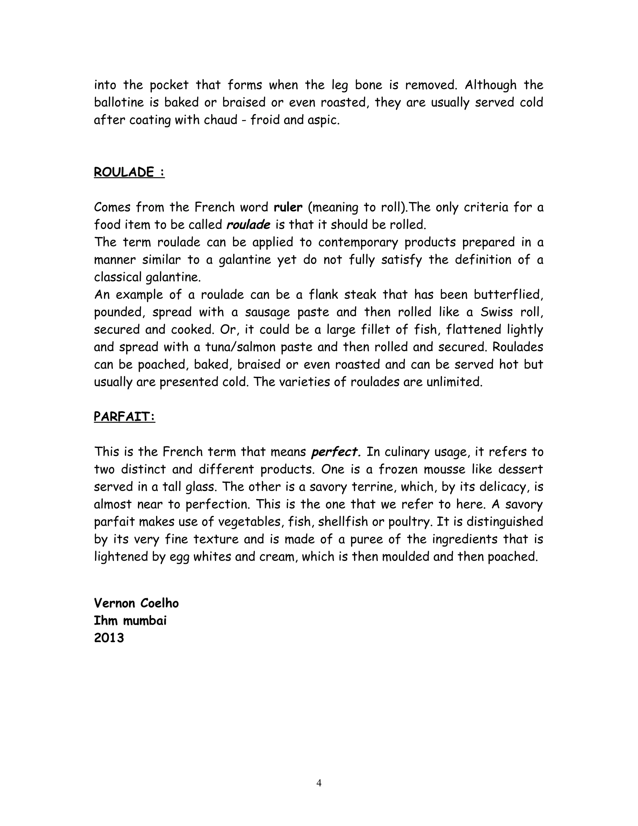 Chapter 13 galantine, ballotine, roulade and parfait | DOC