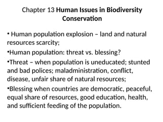 Chapter 13 Human Issues in Biodiversity Conservation.pptx