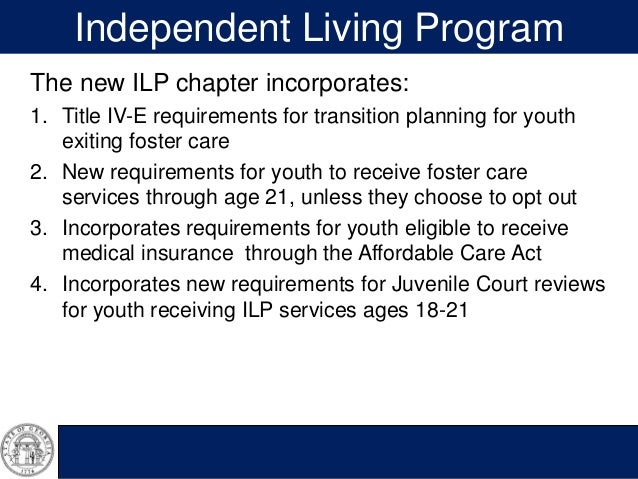 GA DFCS Child Welfare Policy Manual Chapter 13: Independent Living Pr…