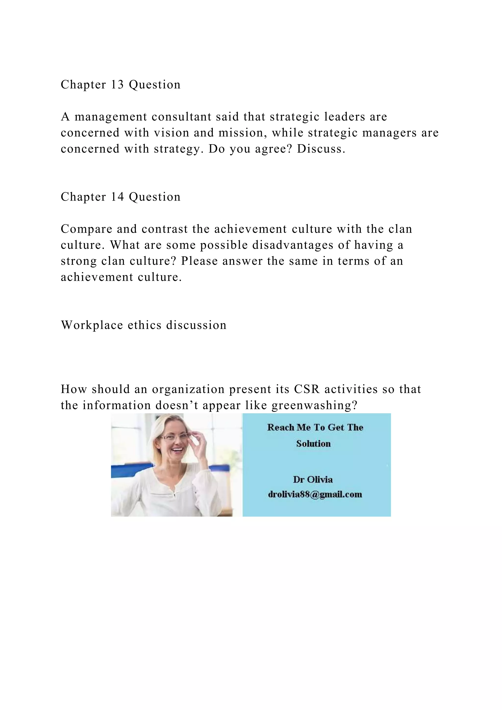 Chapter 13 QuestionA management consultant said that strategic l.docx