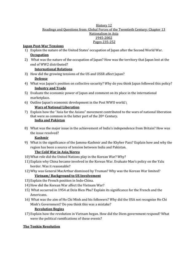 H12 Chapter 13 questions | PDF